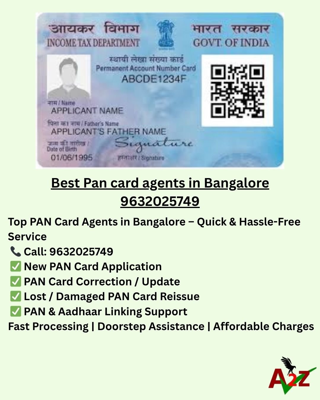 Best Pan card agents in Bangalore 9632025749